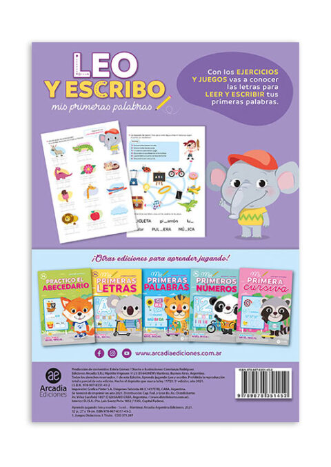 Libro Leo y Escribo Mis Primeras Palabras | Tienda Arcadia